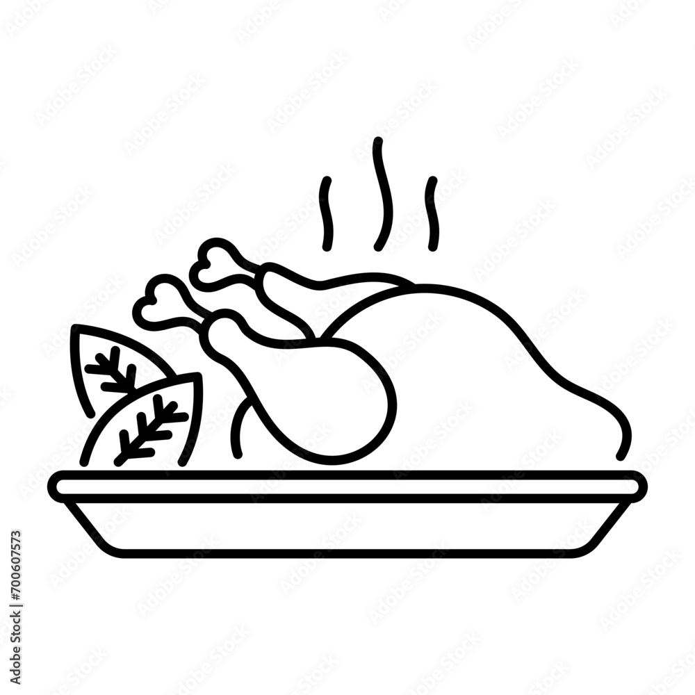 Image vectorielle Stock Oven Roasted Turkey in Pan with fresh Vegetable ...