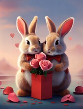 Valentine's Day Bunny Heart Roses Free Stock Photo - Public Domain Pictures