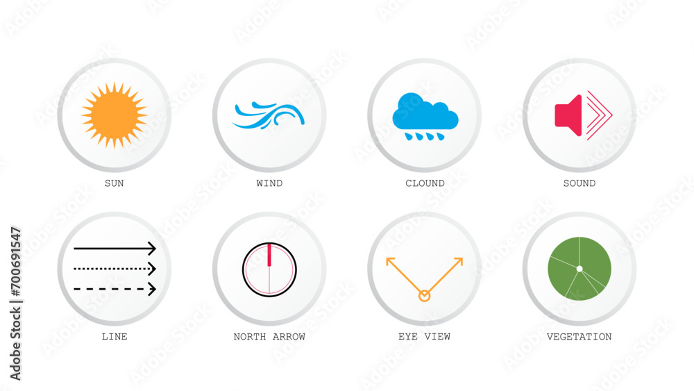 architecture site analysis symbol icon element drawing graphic flat ...