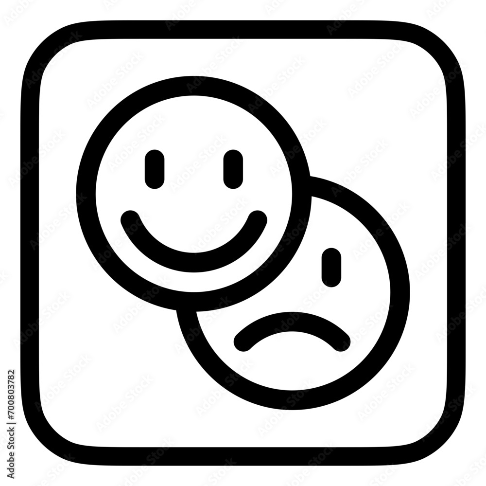 Vector emoticon reaction icon. Black, white background. Perfect for app ...