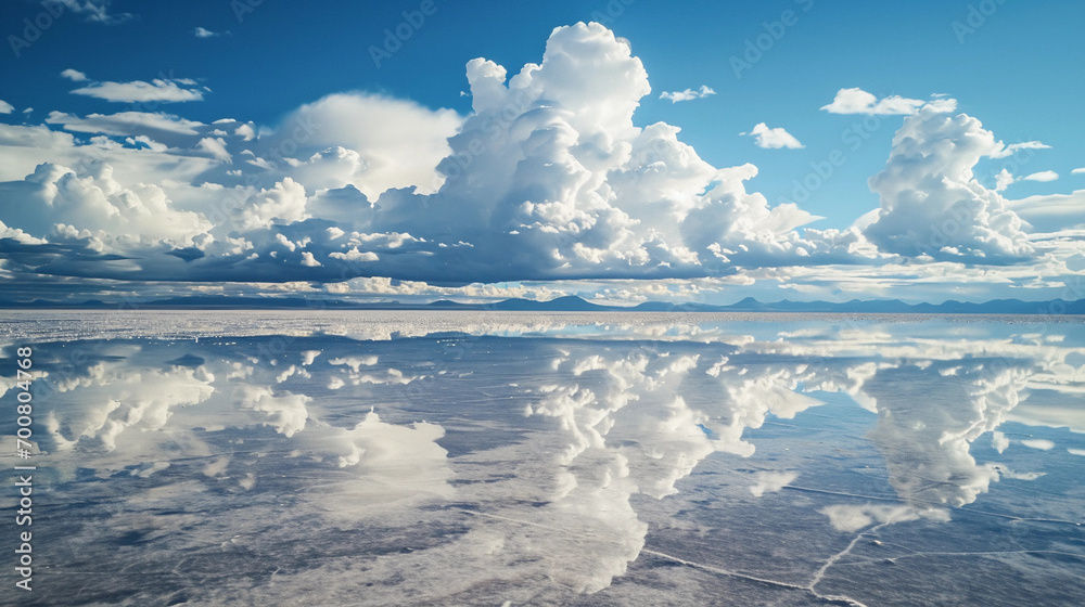 Salt flats, Salar de Uyuni, mirror effect after rain, surreal endless ...