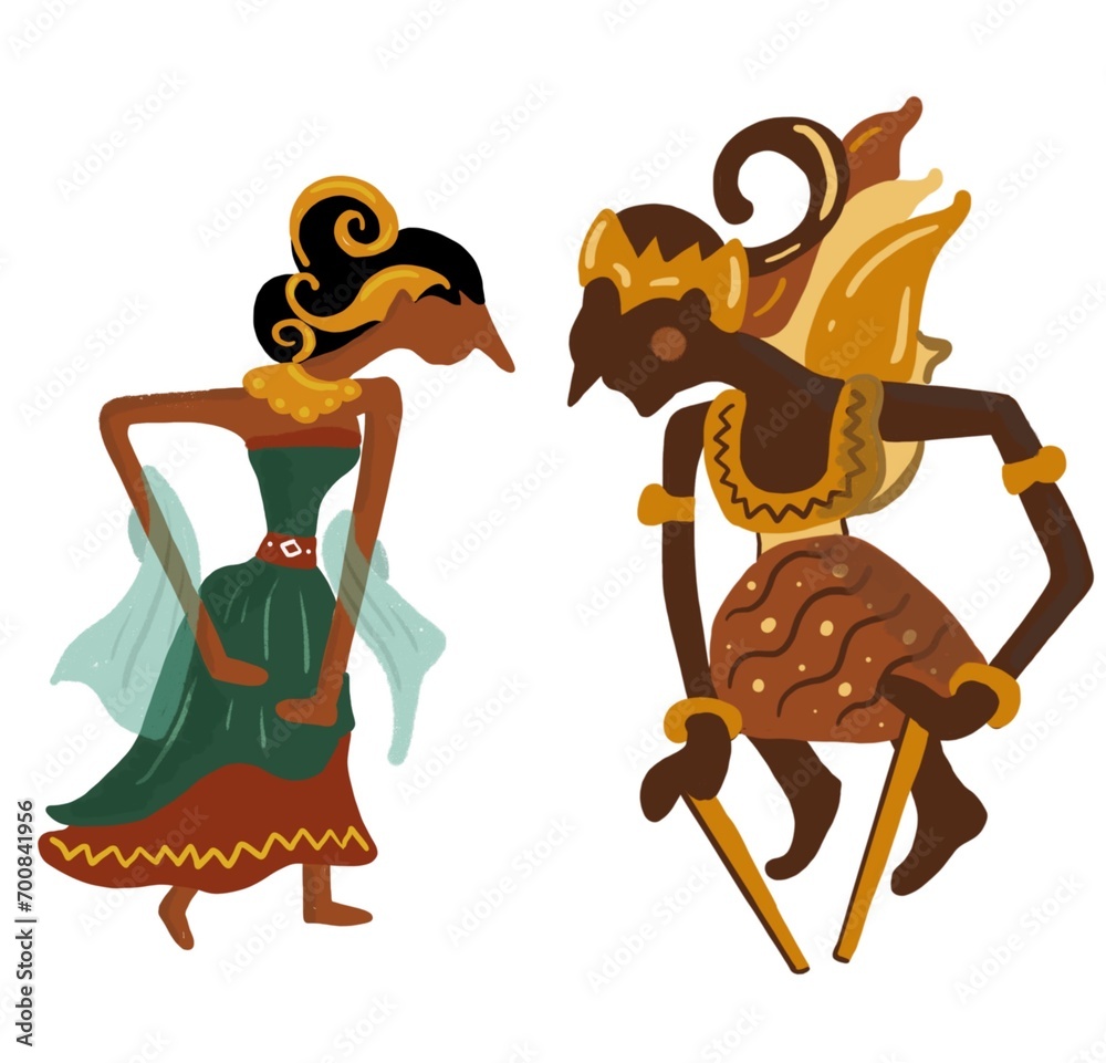 Indonesia traditional wayang puppet and culture character illustration ...
