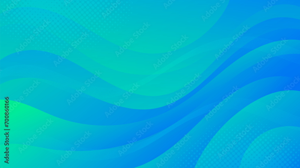 Abstract Green Blue Background with Wavy Shapes. flowing and curvy ...
