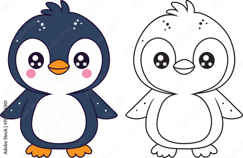Vector illustration of cute little baby penguin isolated on white ...