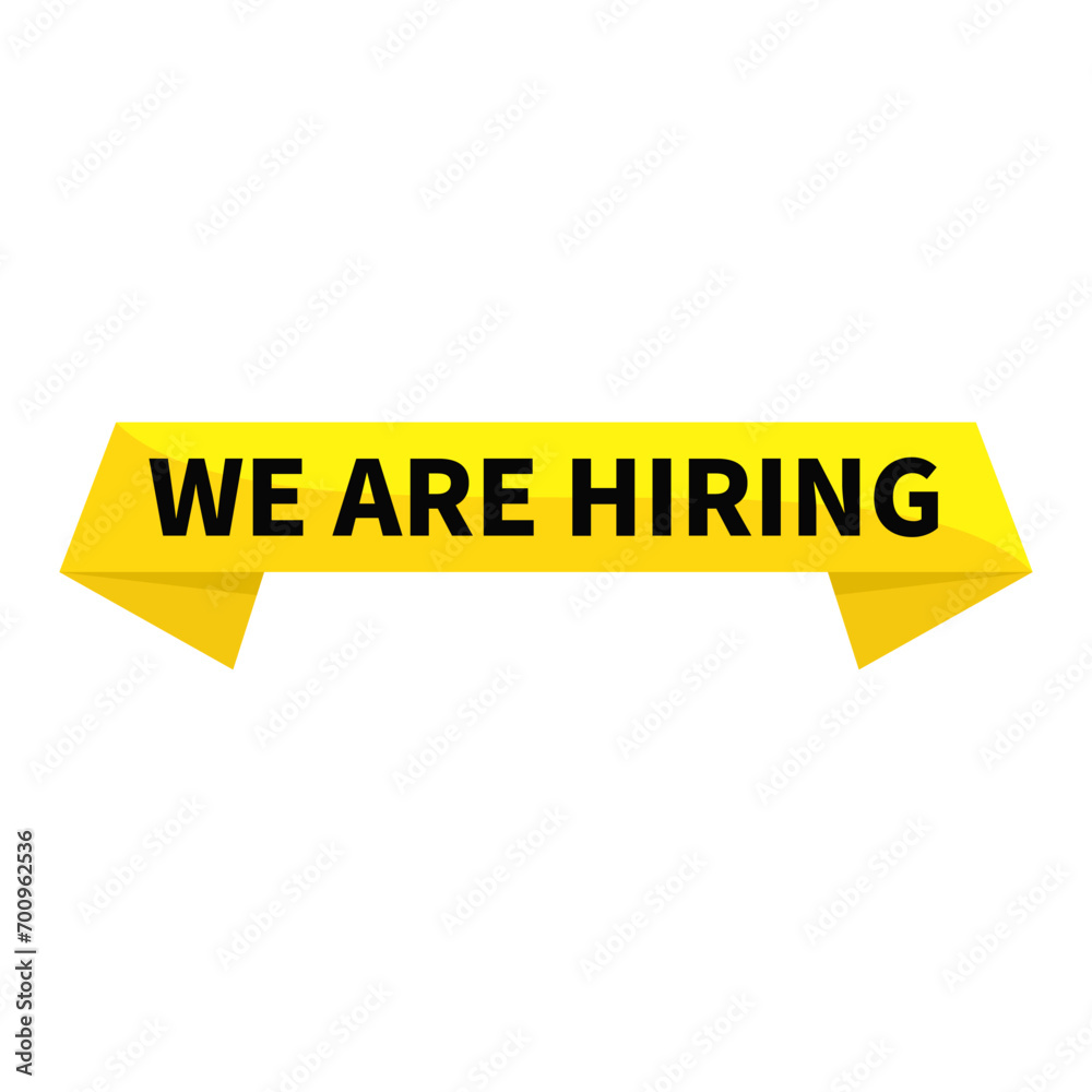 We Are Hiring In Yellow Ribbon Rectangle Shape For Recruitment Member ...