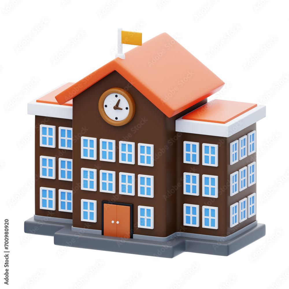 3D Model of a Brown-themed School. School Model with Thoughtful Design ...