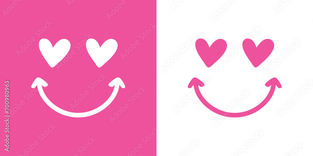 Logo del día de San Valentín. Emoticono con cara con corazones como ...