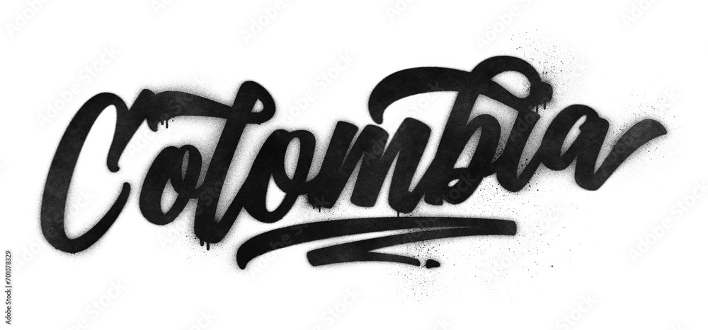 Colombia country name written in graffiti-style brush script lettering ...