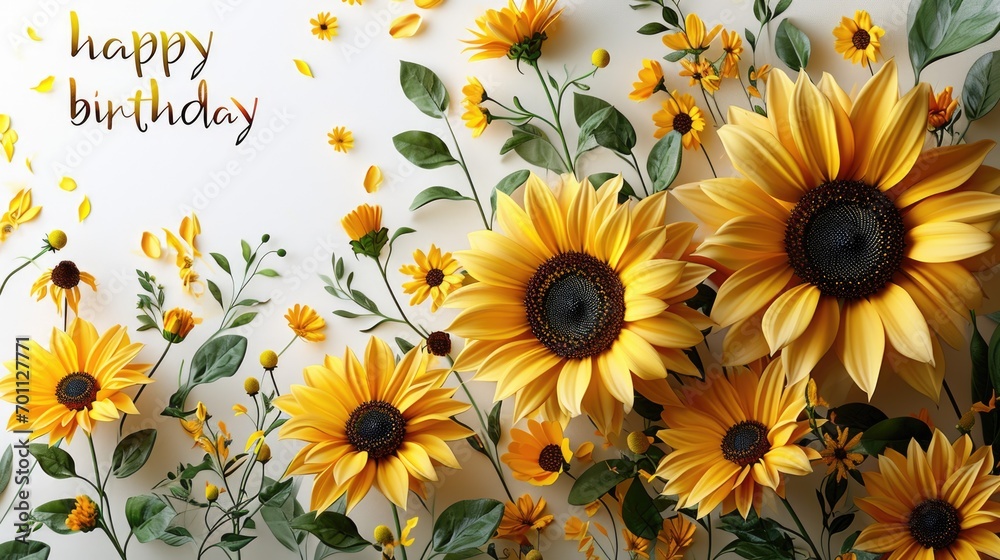 A sunflower-themed birthday with bright yellow flowers, petals, and ...