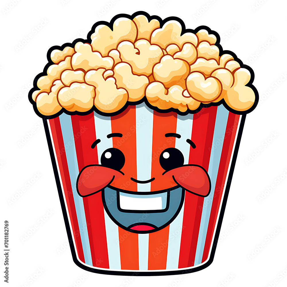 cute kawaii popcorn clipart illustration with transparent background ...