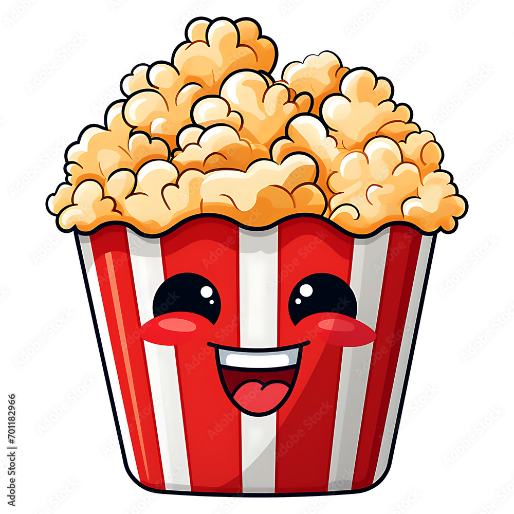 cute kawaii popcorn clipart illustration with transparent background ...