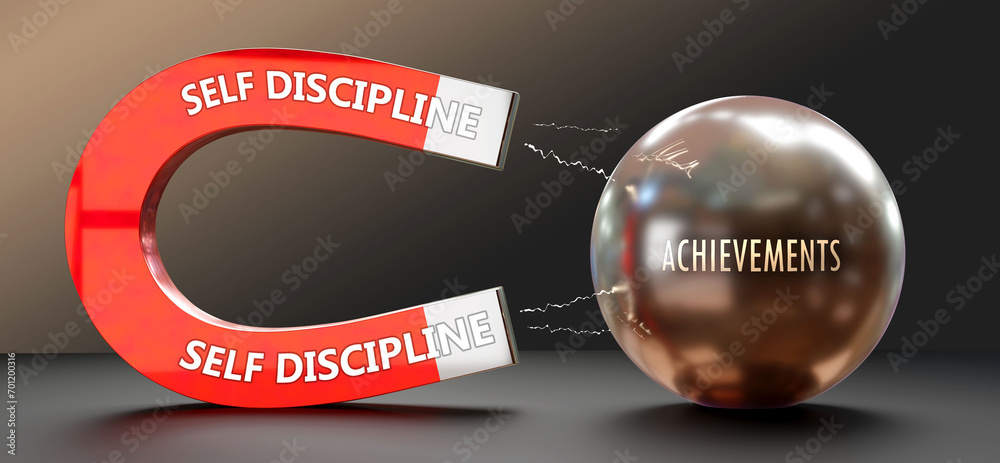 Self discipline attracts Achievements. A metaphor showing self ...