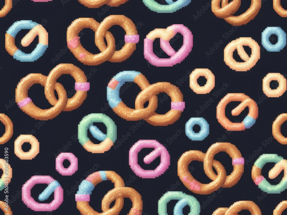 Colorful 8-Bit Pixel Art - Retro Pretzel with Salt in Pastel Hues Gen ...