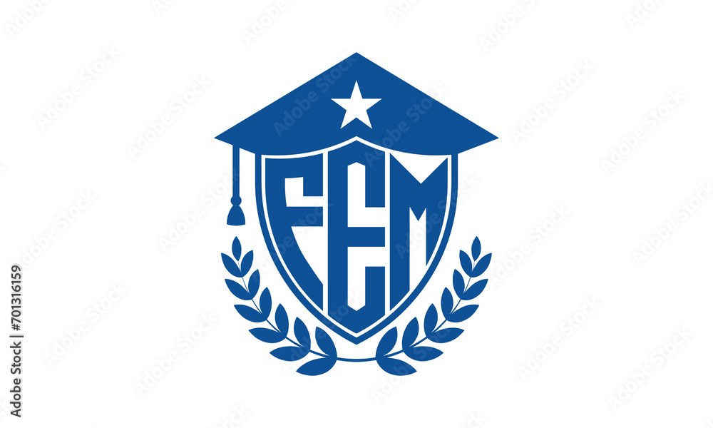 FEM three letter iconic academic logo design vector template. monogram ...