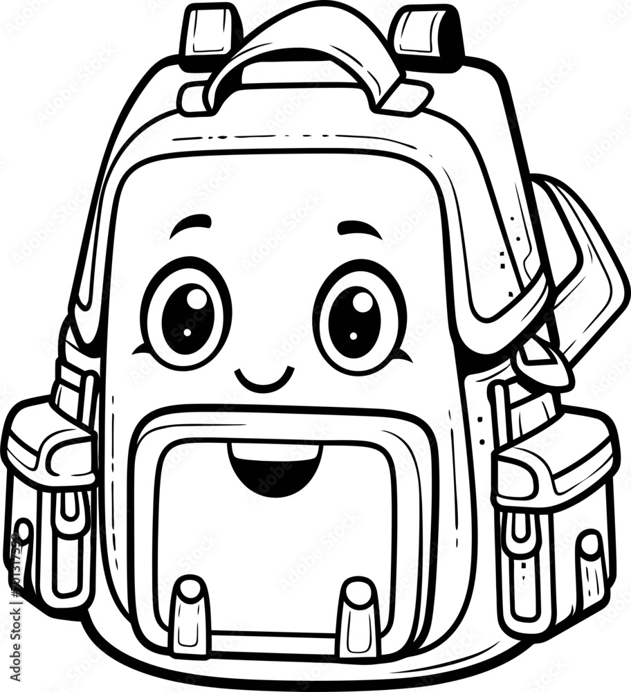 Bag cartoon face emoji vector, coloring page Stock Vector | Adobe Stock