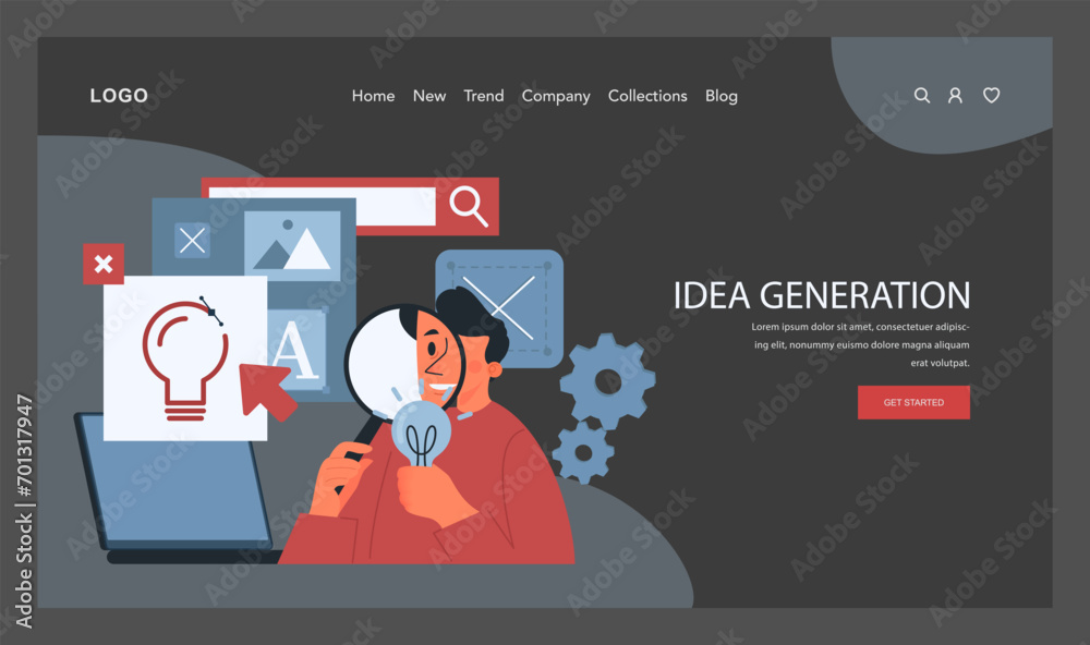 Idea Generation concept. A creative professional explores innovative ...