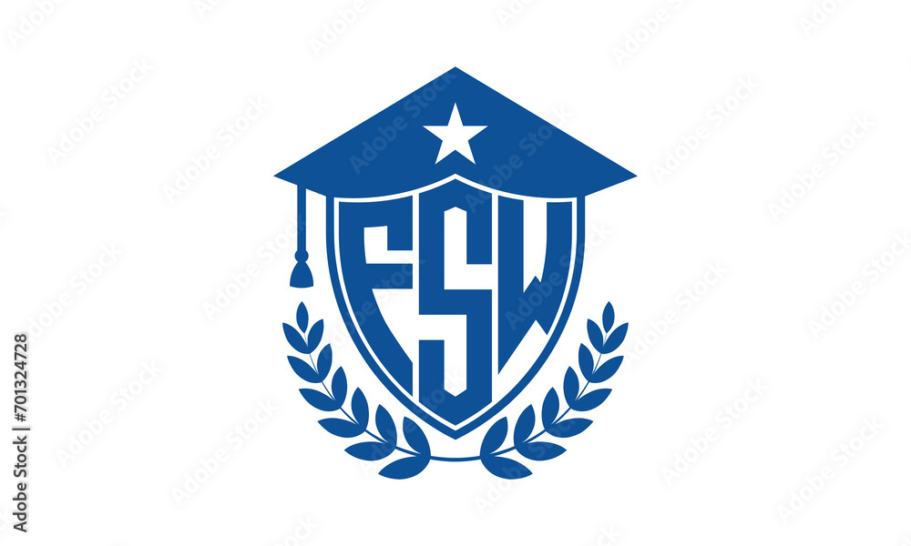 FSW three letter iconic academic logo design vector template. monogram ...