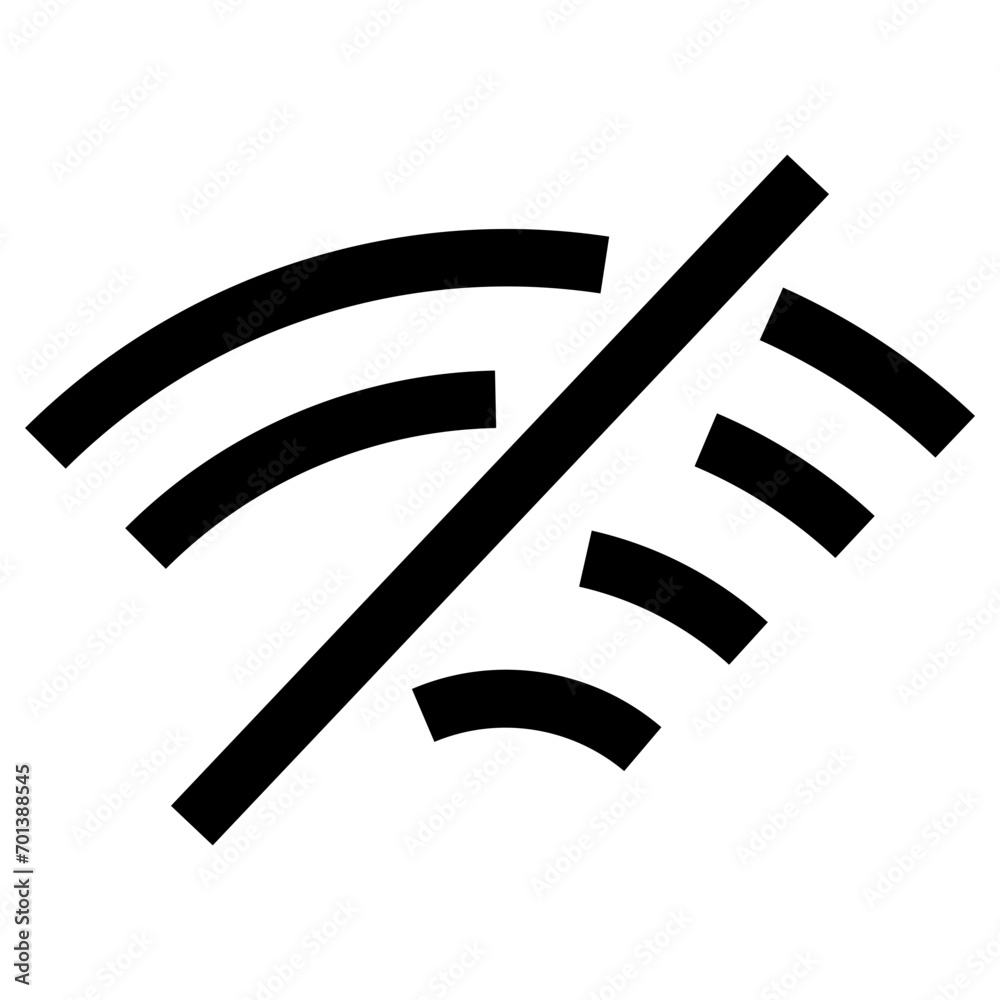 Wifi off icon in outline style. Simple wifi symbol vector — pixel ...