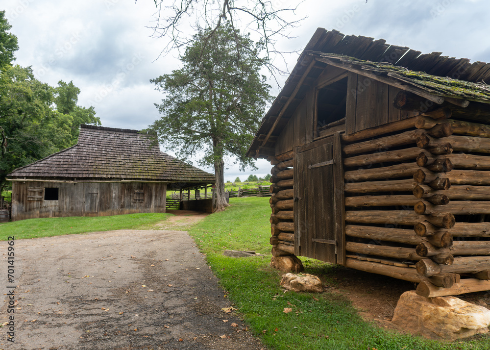 Corn crib and horse barn at Booker T. Washington National Monument in ...