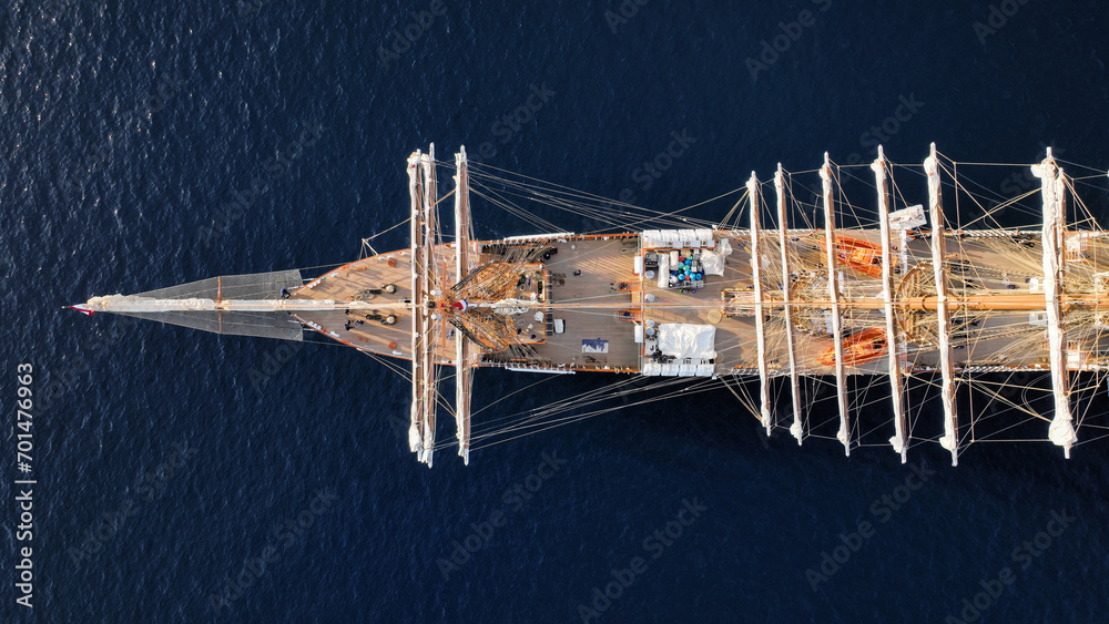 Aerial drone photo of masterpiece 3 mast barque or barc type classic ...