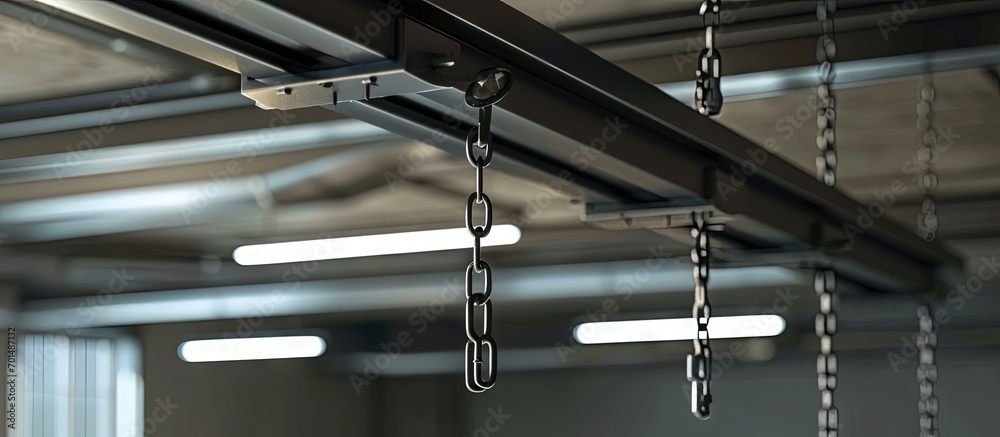 Photo Stock Rail suspension trolley Mechanism for moving goods ...