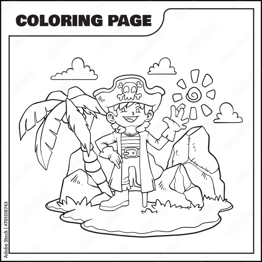 cartoon pirate Coloring Page collections, cute pirate vector ...