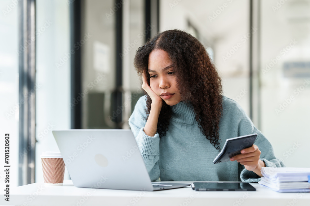 African American university student looking worried or stressed while ...