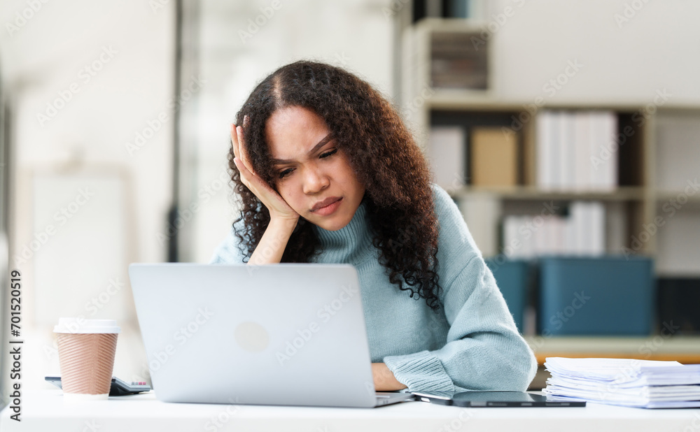 African American university student looking worried or stressed while ...