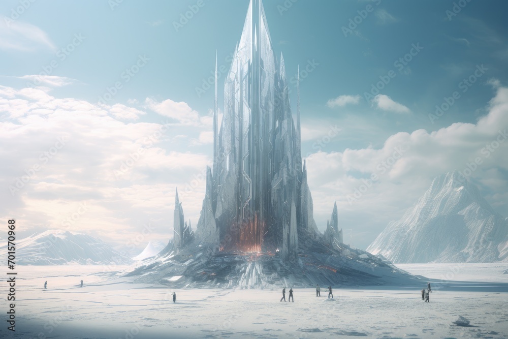 Fantasy alien planet. Mountain and lake. 3D Rendering, An otherworldly ...