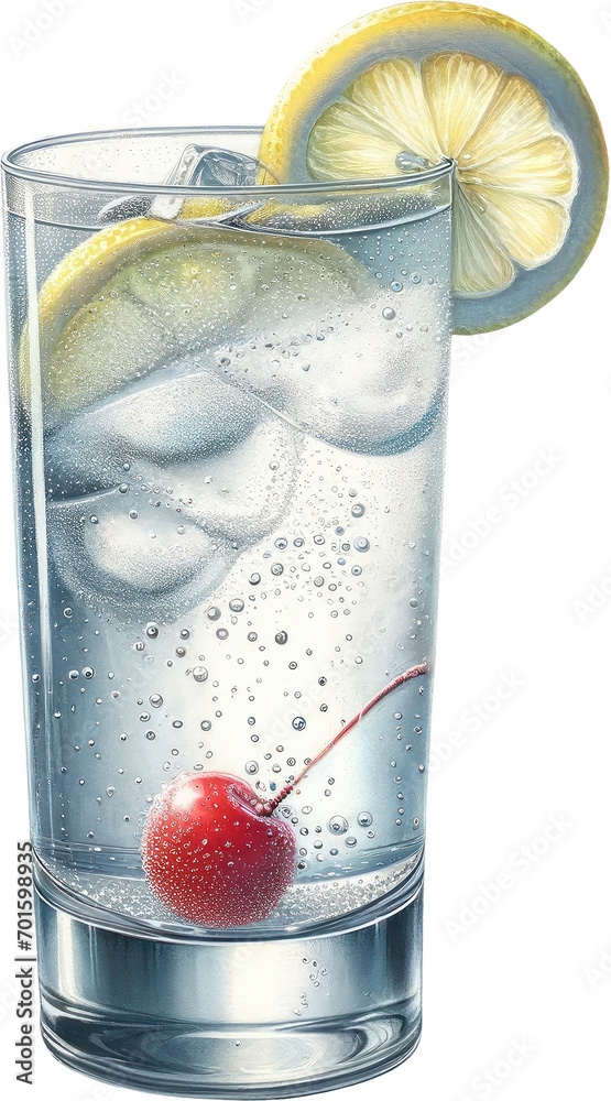 Tom Collins, Hyper Realistic Watercolor Style of Tom Collins, One of ...