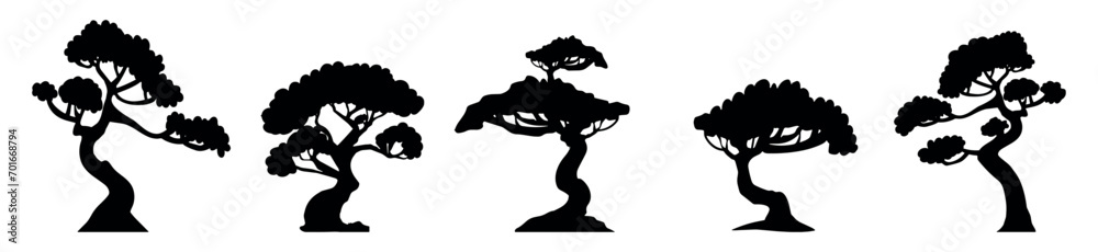 silhouette of japanese trees vector Stock Vector | Adobe Stock