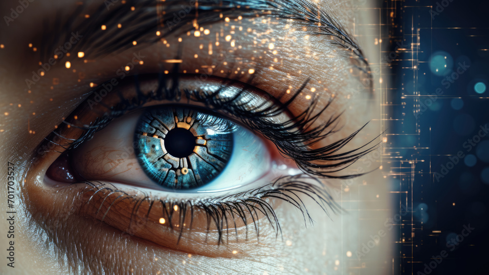 Binary Vision: Human Eye and Embedded Digital Matrix Stock Photo ...