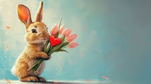 Floral Valentine Rabbits Free Stock Photo - Public Domain Pictures