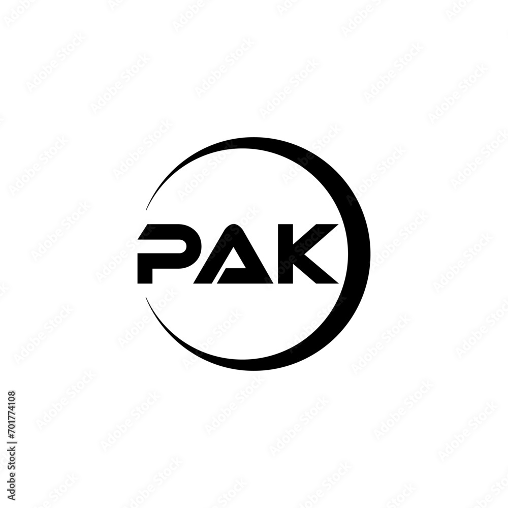 PAK letter logo design with white background in illustrator, cube logo ...