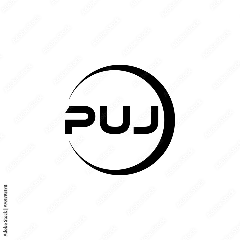 PUJ letter logo design with white background in illustrator, cube logo ...