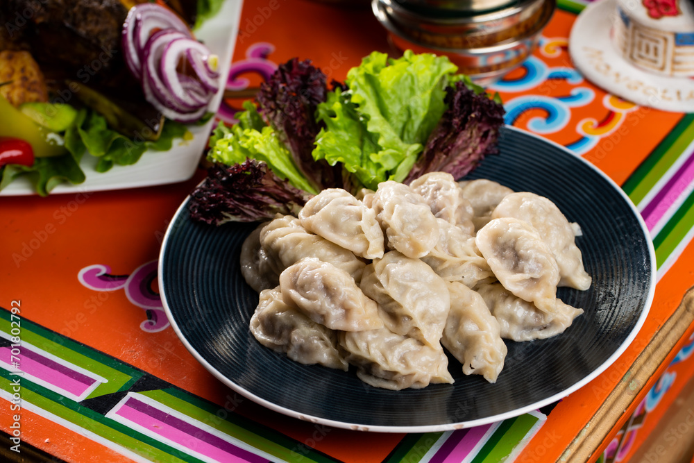 Tsagaan Sar table with Mongolian food, mongolian national food ...