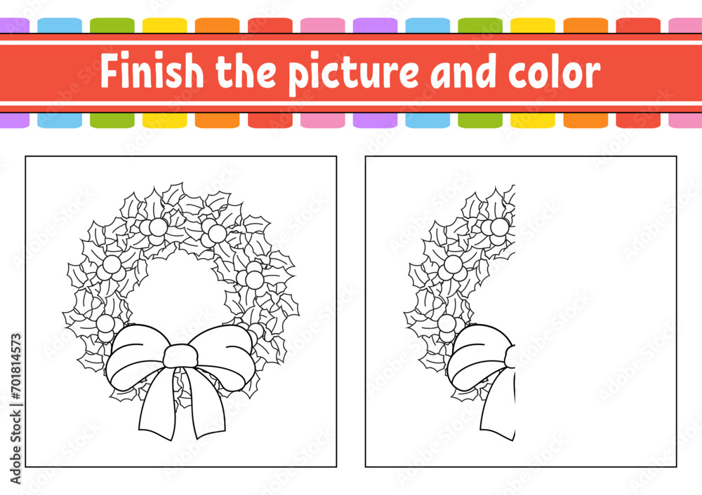 Finish the picture and color. cartoon character isolated on white ...
