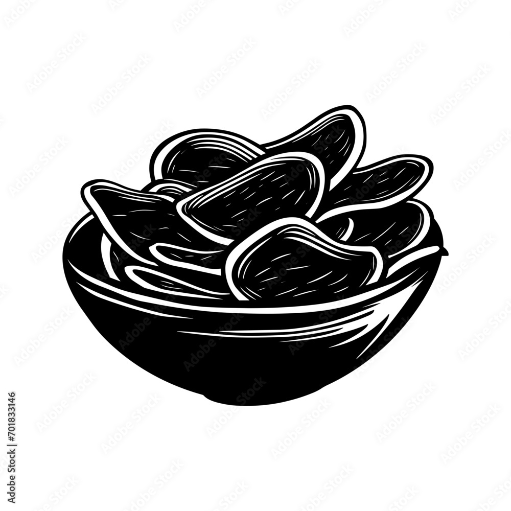 "An artistic and unique pictogram icon of potato chips, perfect for ...