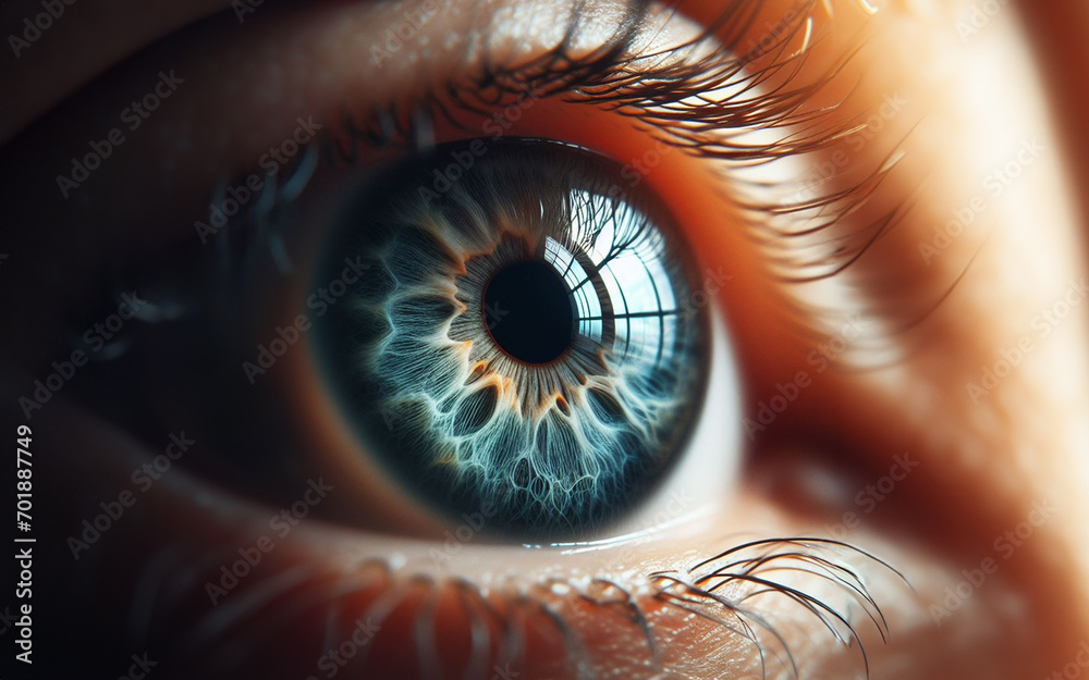 Macro image of the eye Sharp details, eye lens, close-up image of a ...