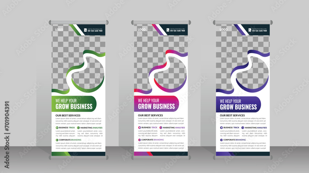 Professional Colorful business roll up banner stand template for ...