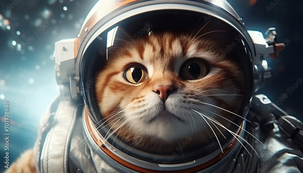 Astronaut Kitty Cat in space suit. Cute red cat in space. Cat dressed ...