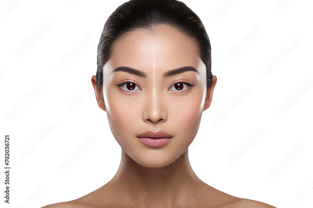 beautiful Asian girl's face Isolated on transparent background. PNG ...