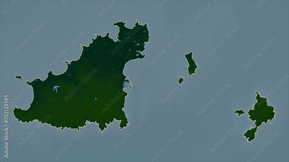 Guernsey outlined. Physical elevation map Stock Illustration | Adobe Stock