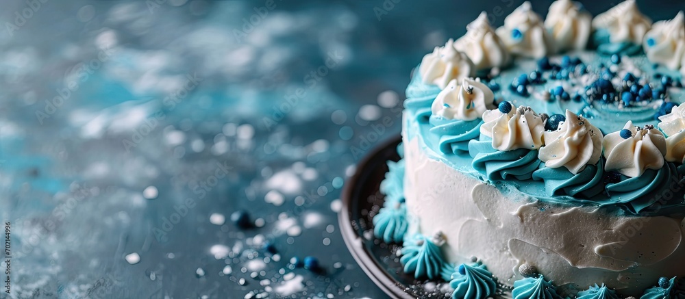 Blank white and blue flat sheet birthday cake for your celebration ...