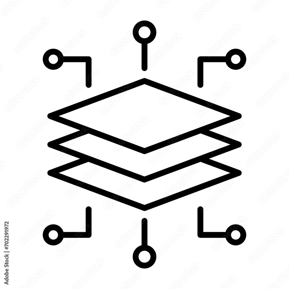machine learning deep and hidden model layers concept vector line icon design, predictive ...