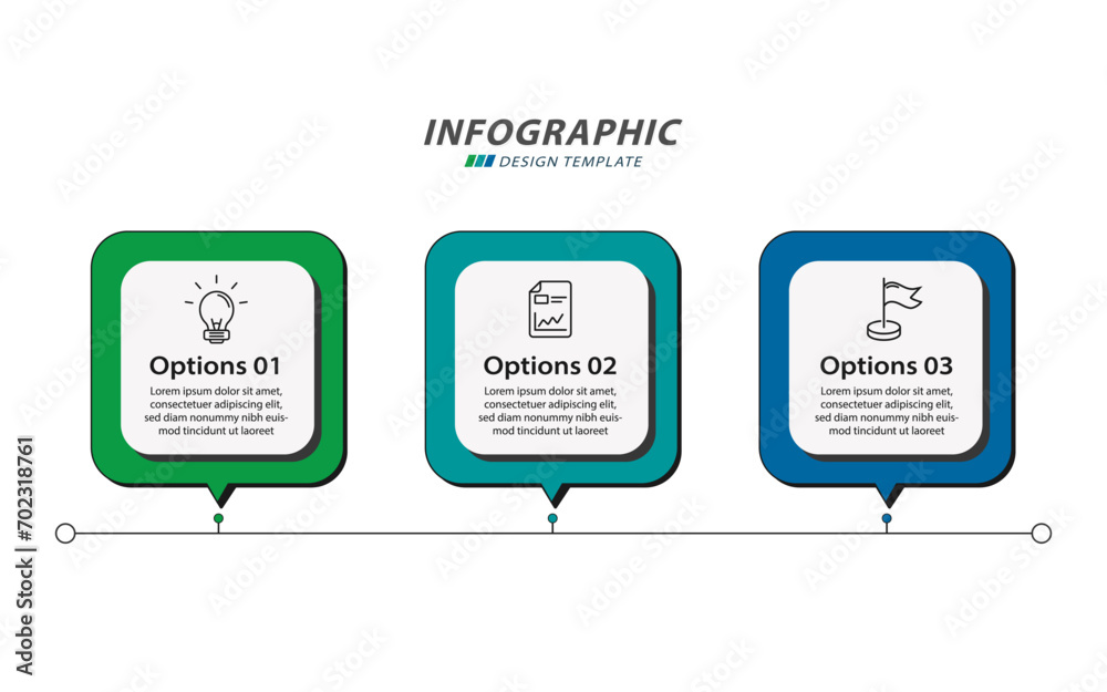Timeline Creator infographic template. 3 Step timeline journey, calendar Flat simple ...