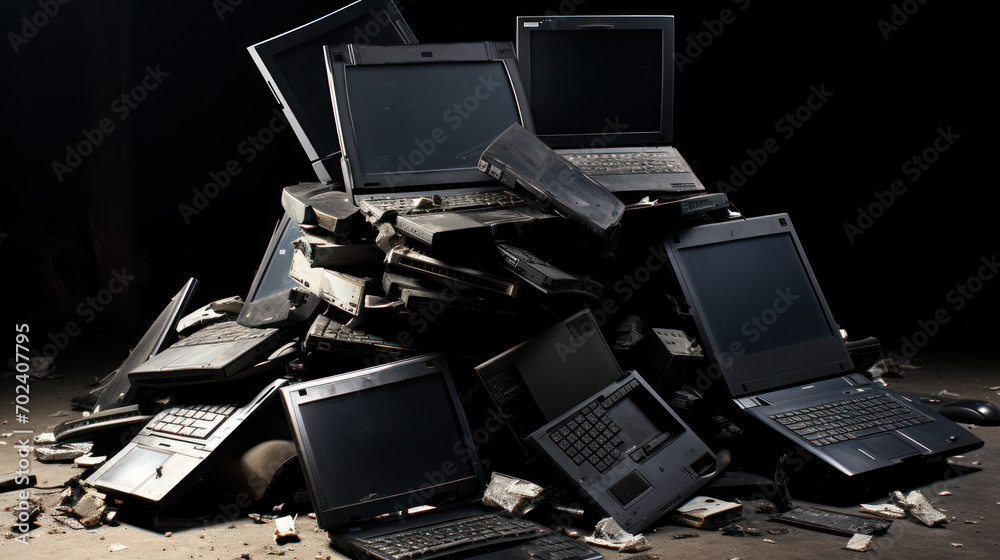 Electronic waste ready to recycle. pile of mixed electronic waste, old ...