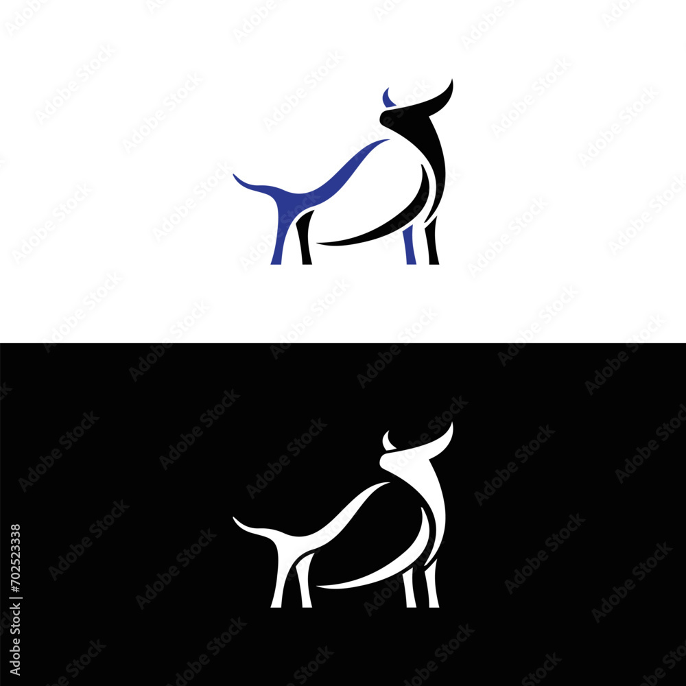Bull silhouette , monochrome logo, symbol of the year in the Chinese ...