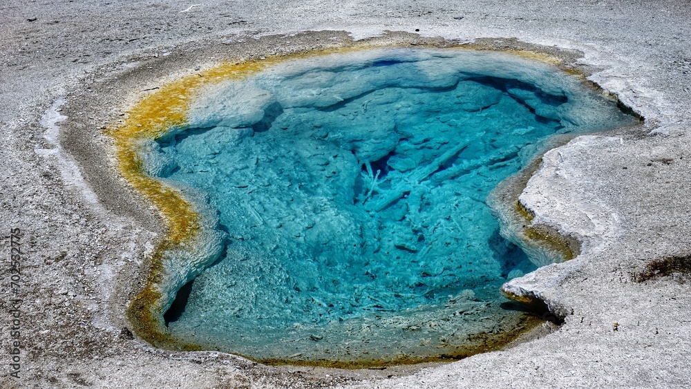 Colorful geysers hot springs in Yellowstone National Park, Wyoming ...