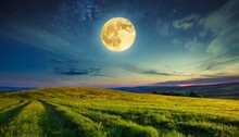 Moon Rise Over Meadow With Clouds Free Stock Photo - Public Domain Pictures
